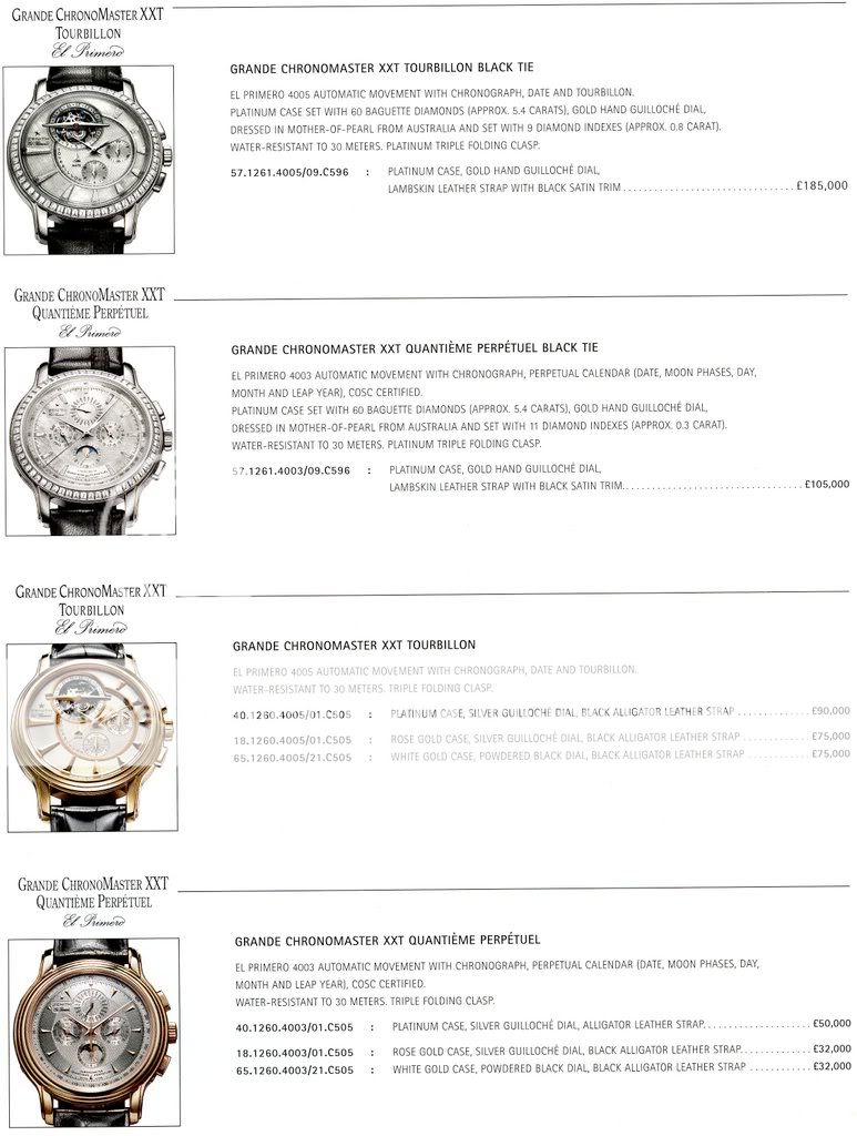 zenith msrp list.... | WatchUSeek Watch Forums