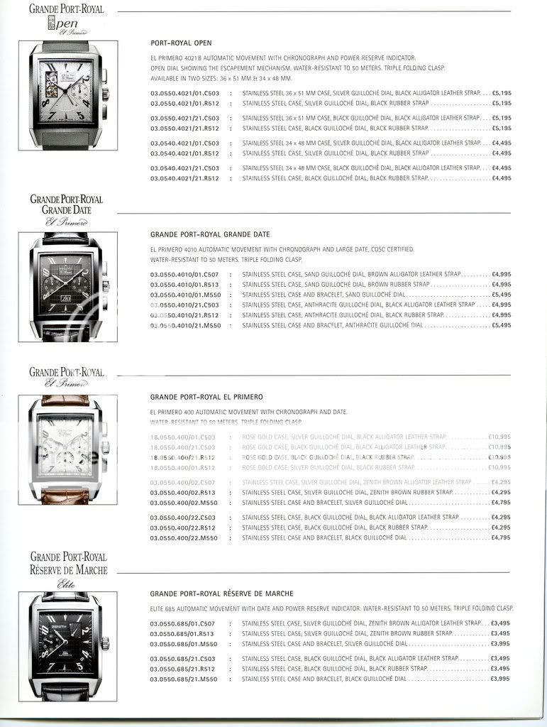 zenith msrp list.... | WatchUSeek Watch Forums