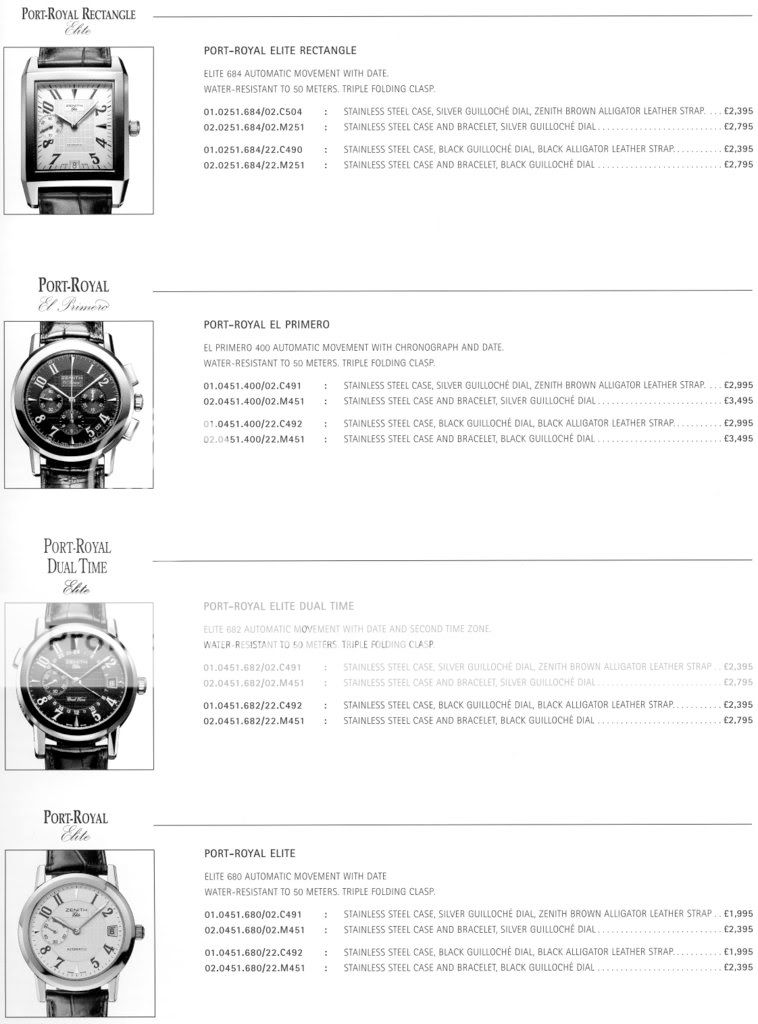 zenith msrp list.... | WatchUSeek Watch Forums